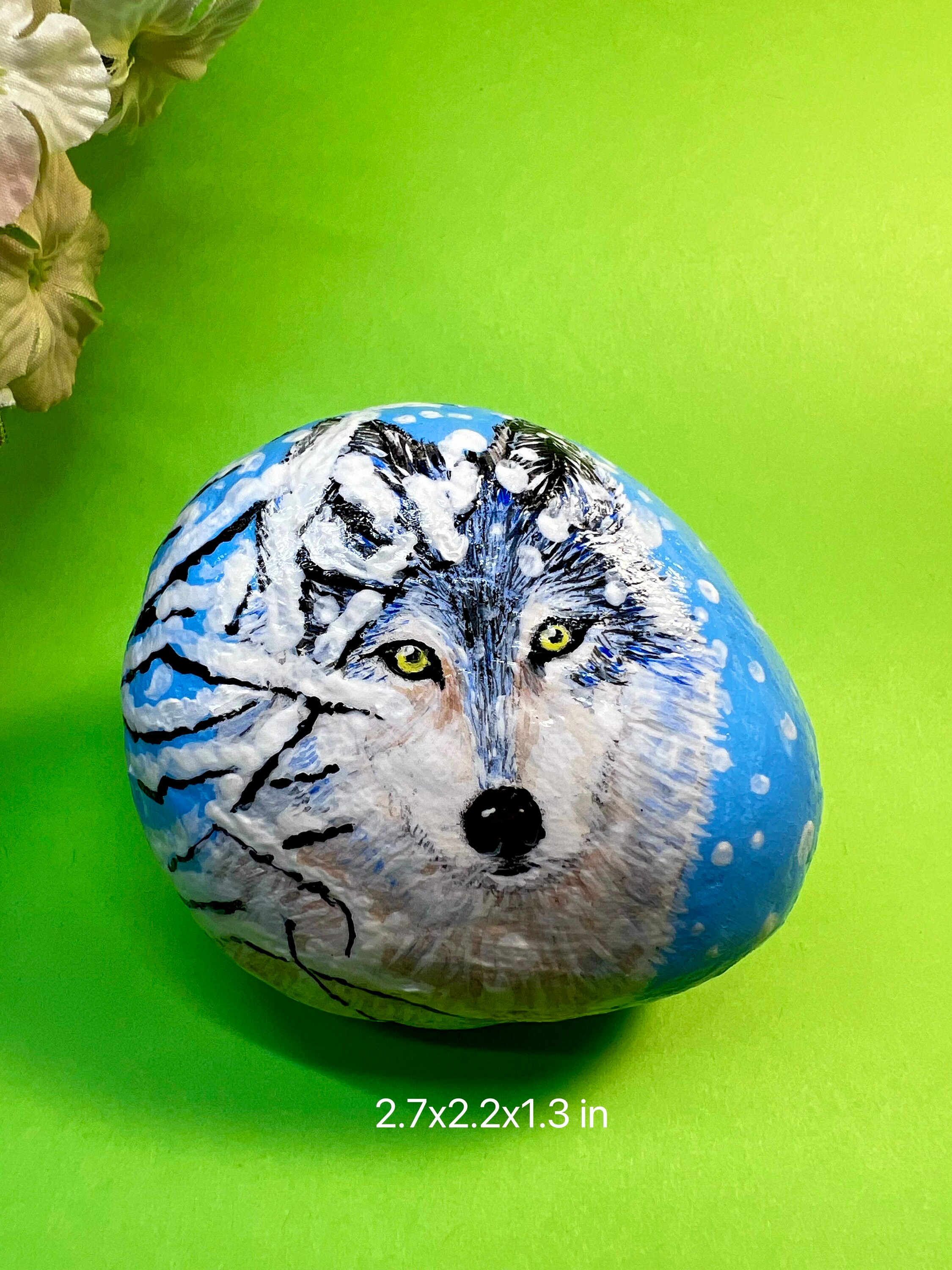 Wolf Painted Rock. the Wolf Symbolizes Extraordinary Strength - Etsy