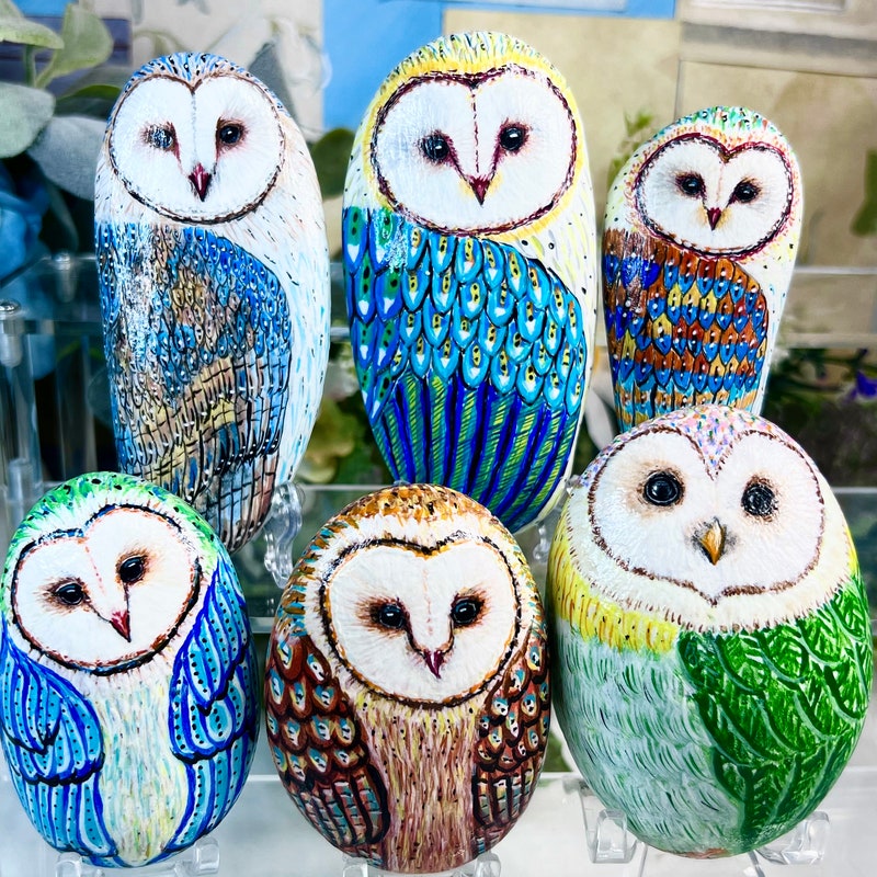 Painted Owl Rocks - Etsy