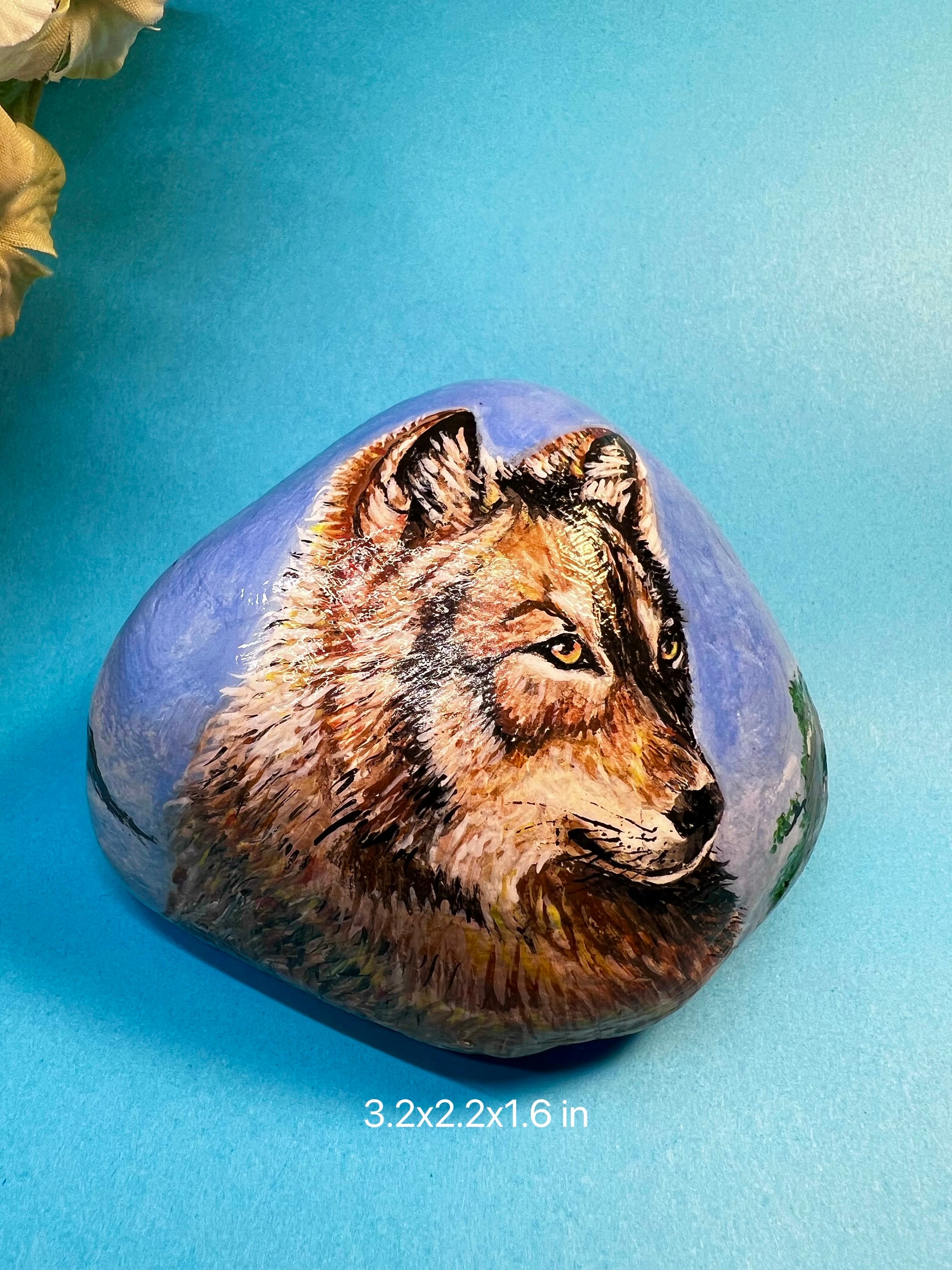 Wolf Painted Rock. the Wolf Symbolizes Extraordinary Strength - Etsy