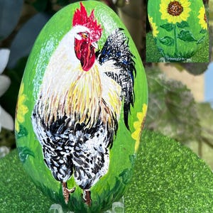 Rooster Painted Rock. the Rooster is a Symbol of Sunshine and ...