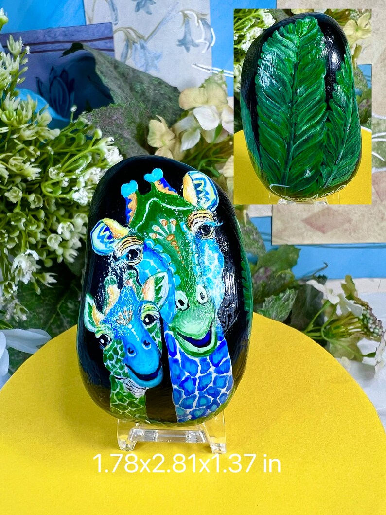 Colorful Giraffe Painted Rock. Beautiful, Graceful and Impressive, Will ...