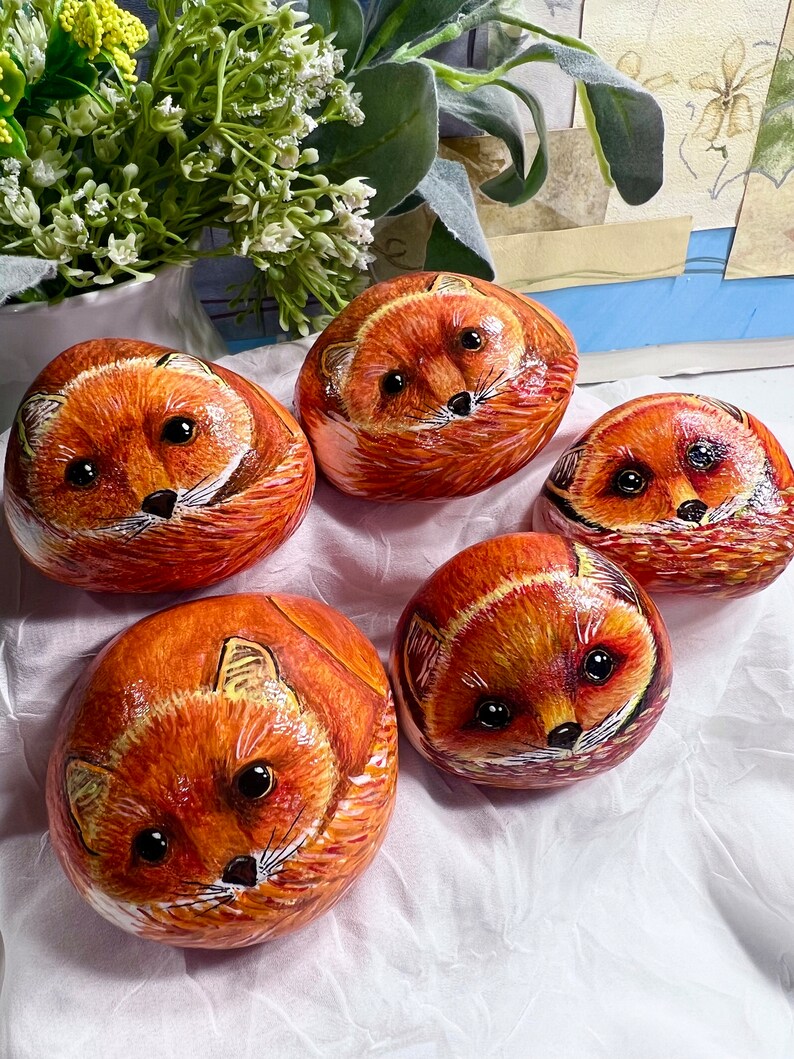 Red Fox Painted Rock. the Fox is a Symbol of Cleverness and Wisdom. - Etsy