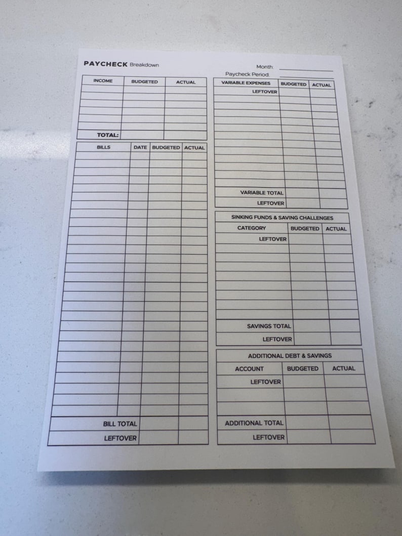 A5 Paycheck Budget Breakdown Notepad - Etsy