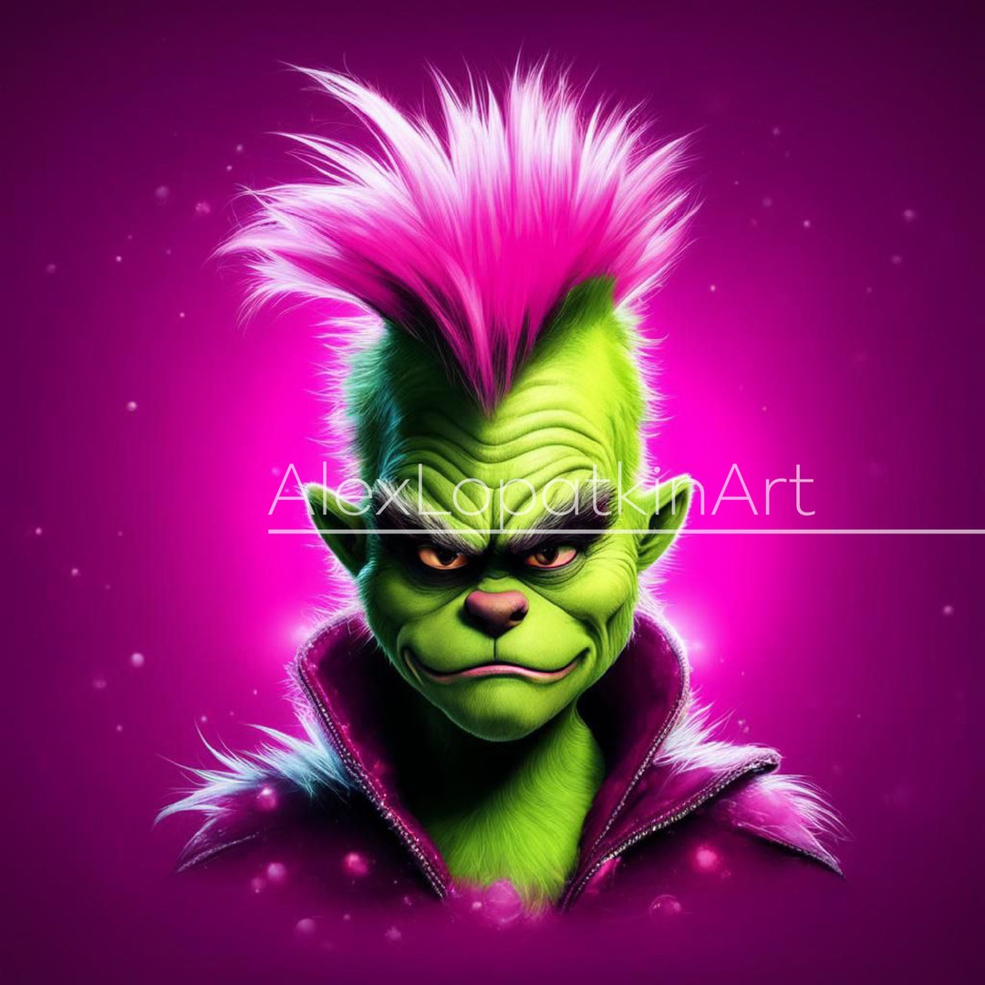 Pink Punk Grinch Profile Picture Xmas PFP Christmas Avatar for - Etsy