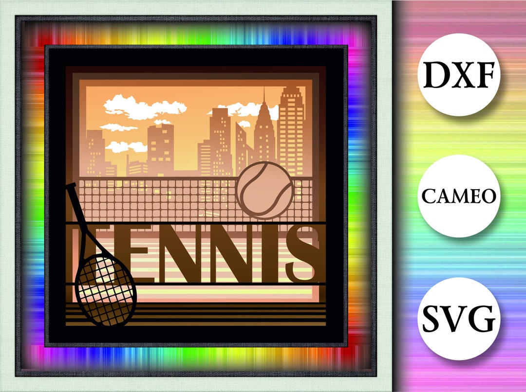 Tennis 3d Shadow Box Svg Layered Light Box Paper Cut Template Sport ...