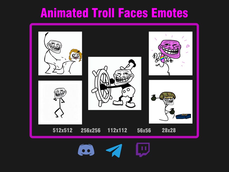 Animated Troll Face Emoted Sticker for Twitch Discord - Etsy