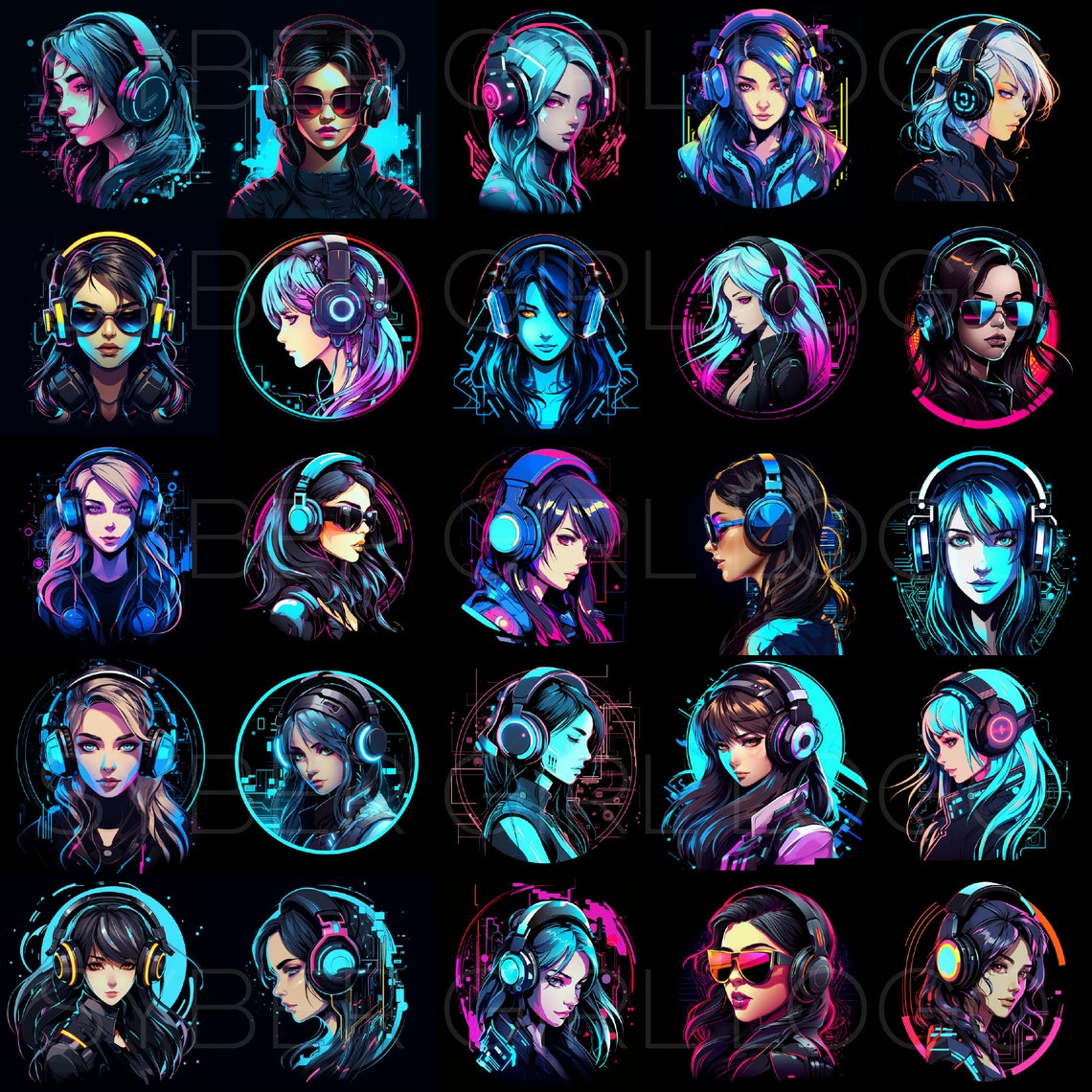 Cyber Girl Profile Picture Gamer Logo for Twitch Discord - Etsy UK