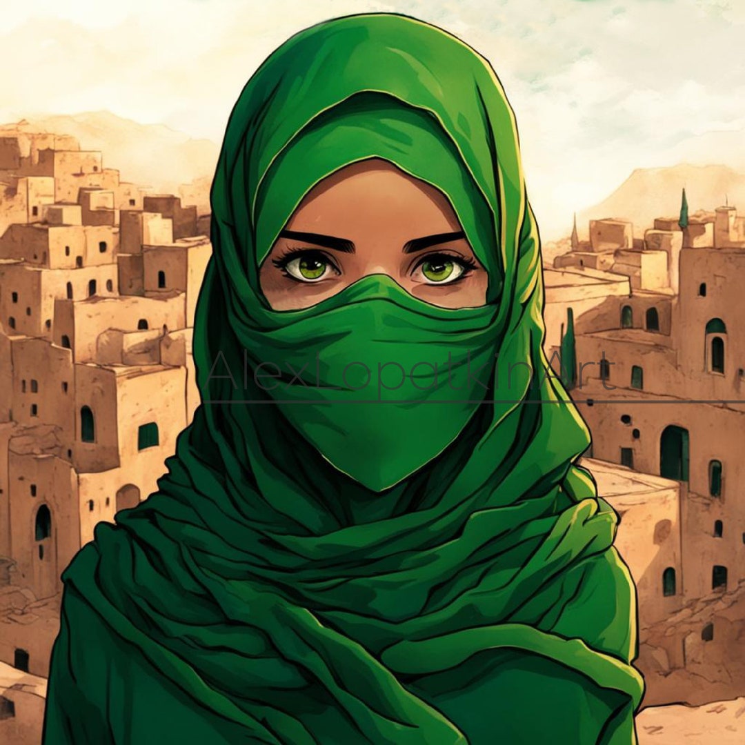 Palestinian Girl in Green Support Palestine Pfp Anti War Art - Etsy