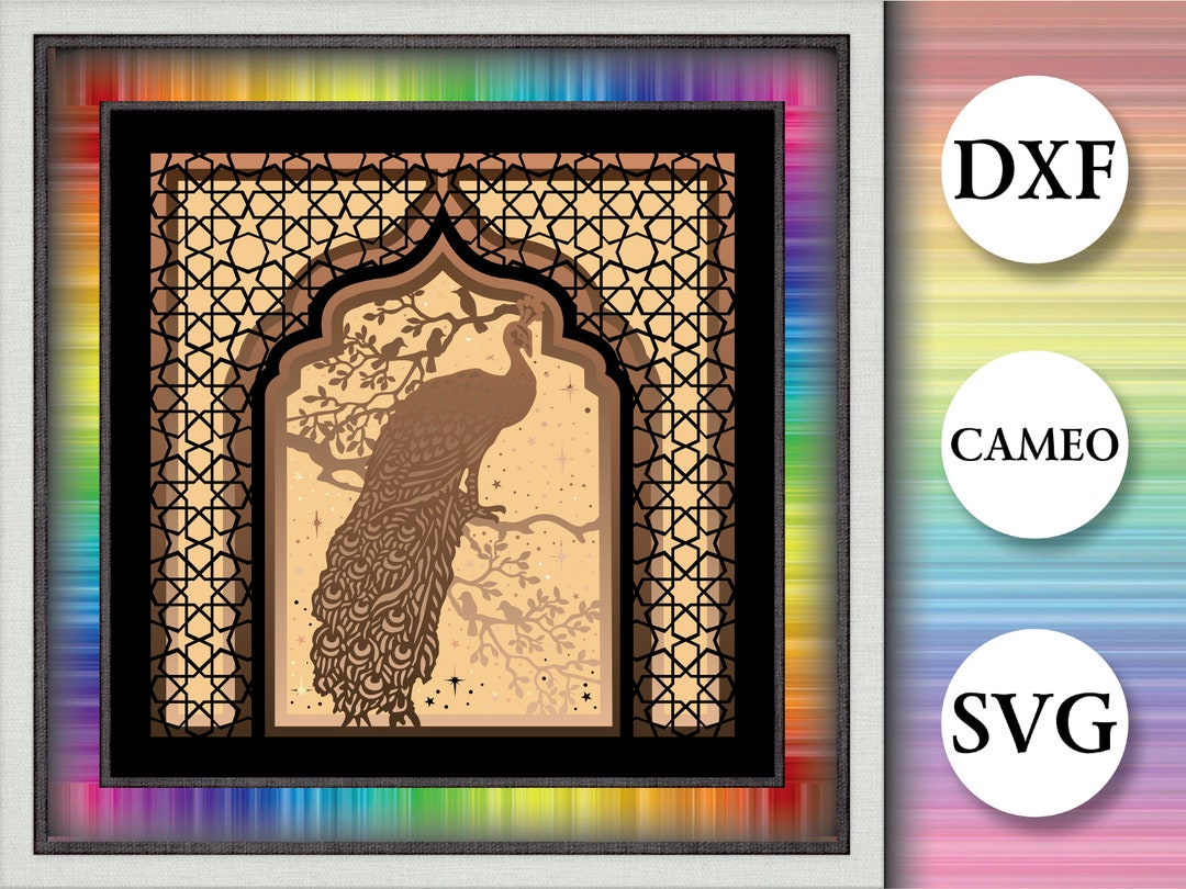 Peacock Shadow Box Svg 3d Paper Cut Light Box Cameo Cricut LED - Etsy UK