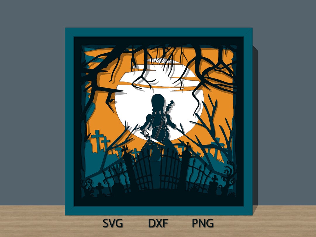 Wednesday Addams Shadow Box Svg Layered Cardstock Templatev Jenna ...