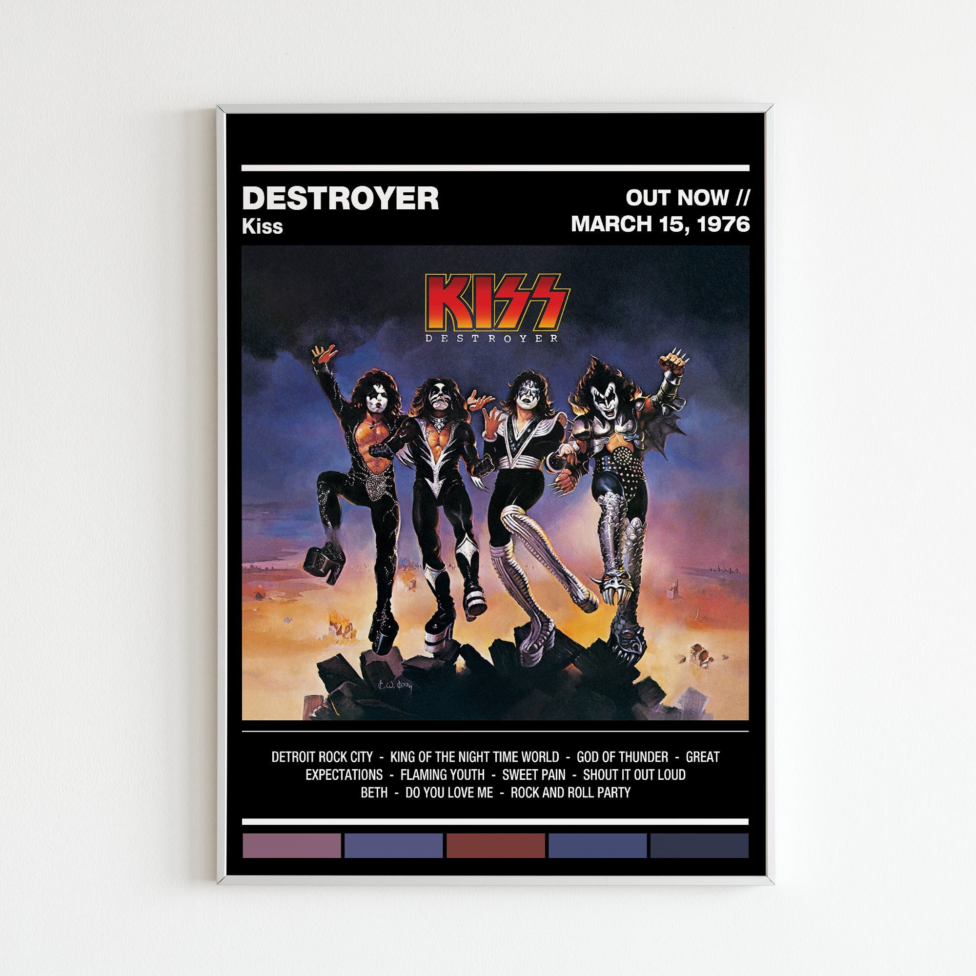 Kiss "Destroyer" Album Poster | Color Optional | Album Art | Wall Decor
