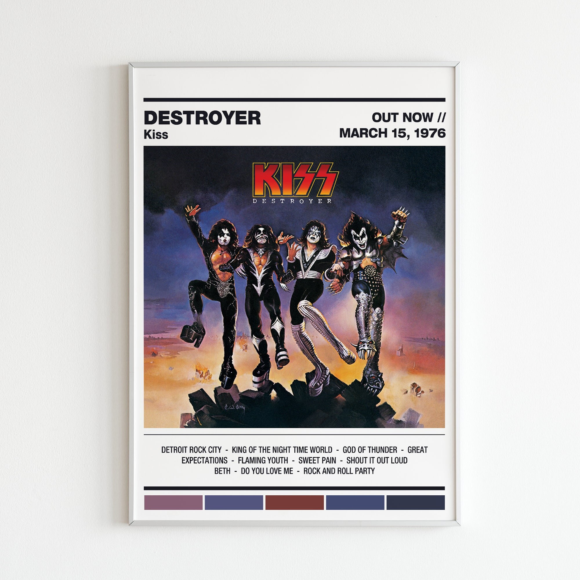 Kiss "Destroyer" Album Poster | Color Optional | Album Art | Wall Decor