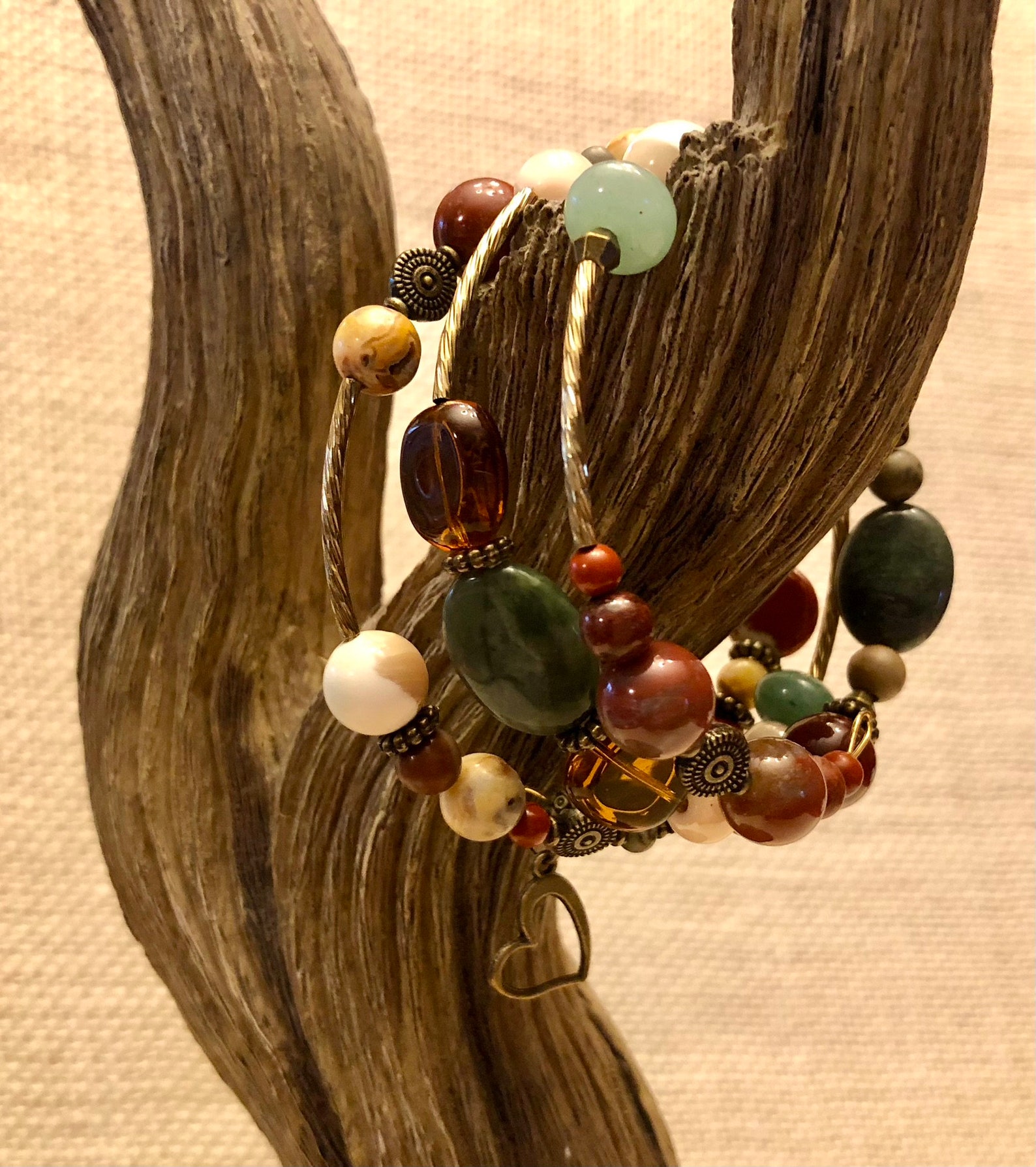 Boho Rustic Bronze Wrap Bracelet With Charm, Boho Bracelets, Wrap ...