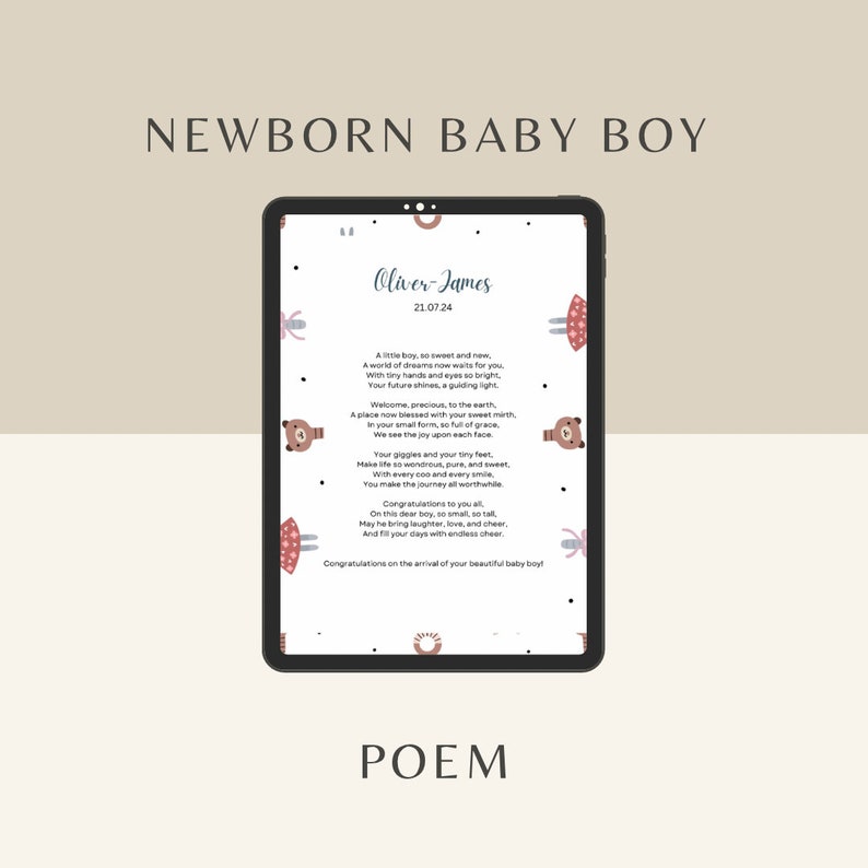 Newborn Baby Boy Poem, Baby Print, Baby Poem, Baby Boy - Etsy