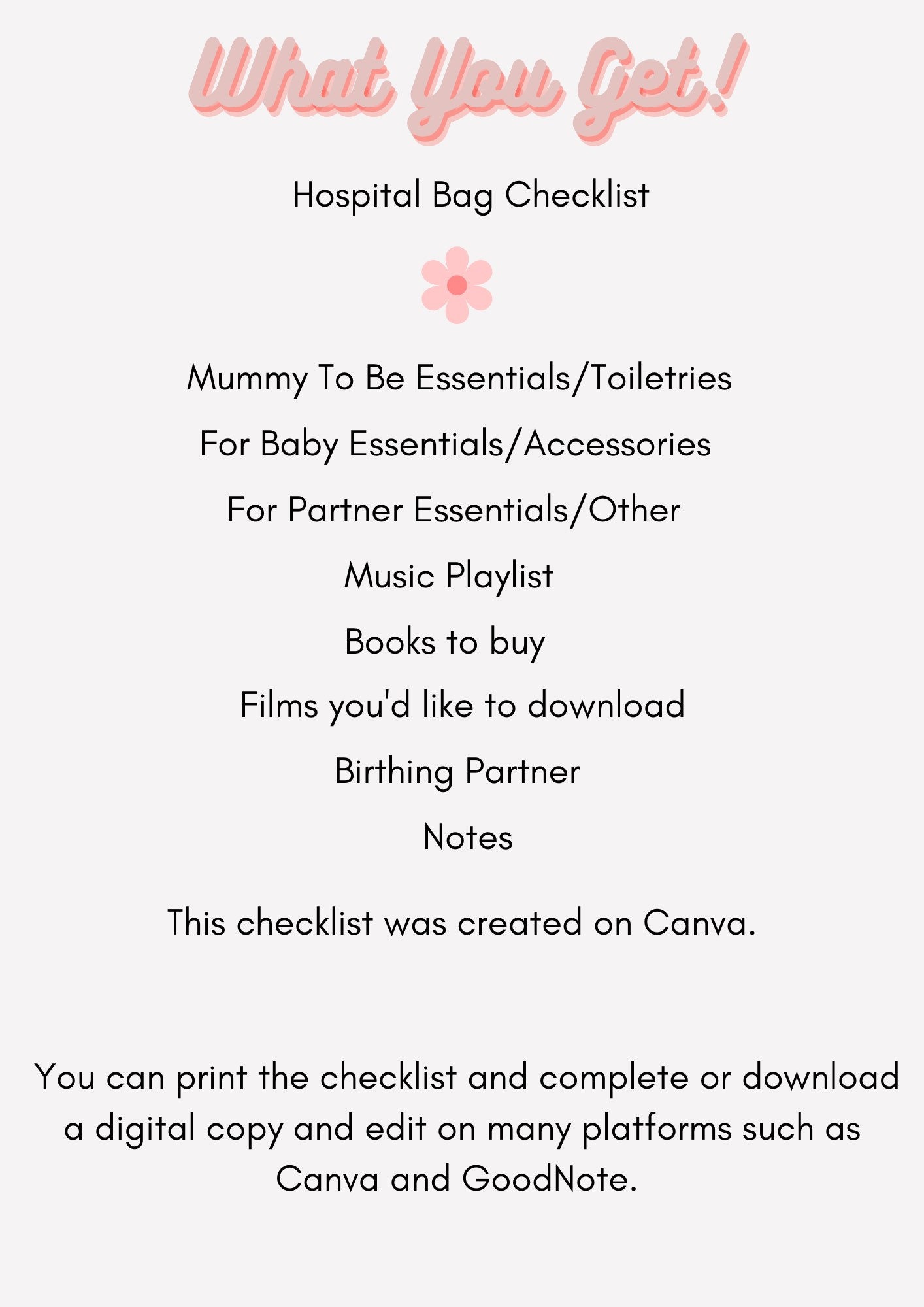 Maternity Hospital Bag Checklist in Pink Digital Planner - Etsy