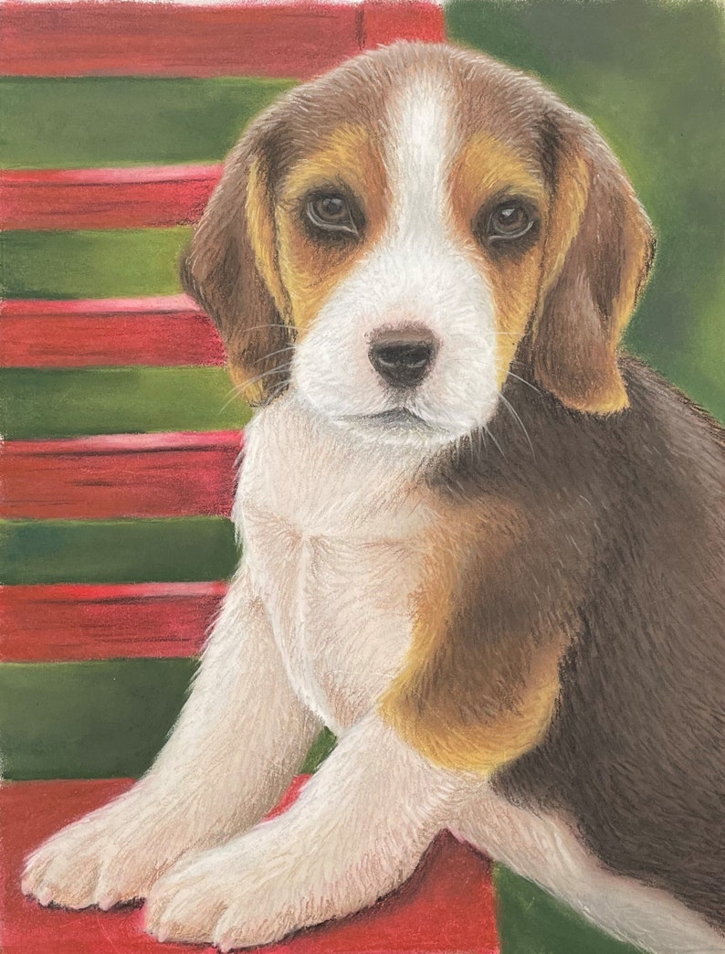Original Pastel Drawing of a Beagle - Etsy
