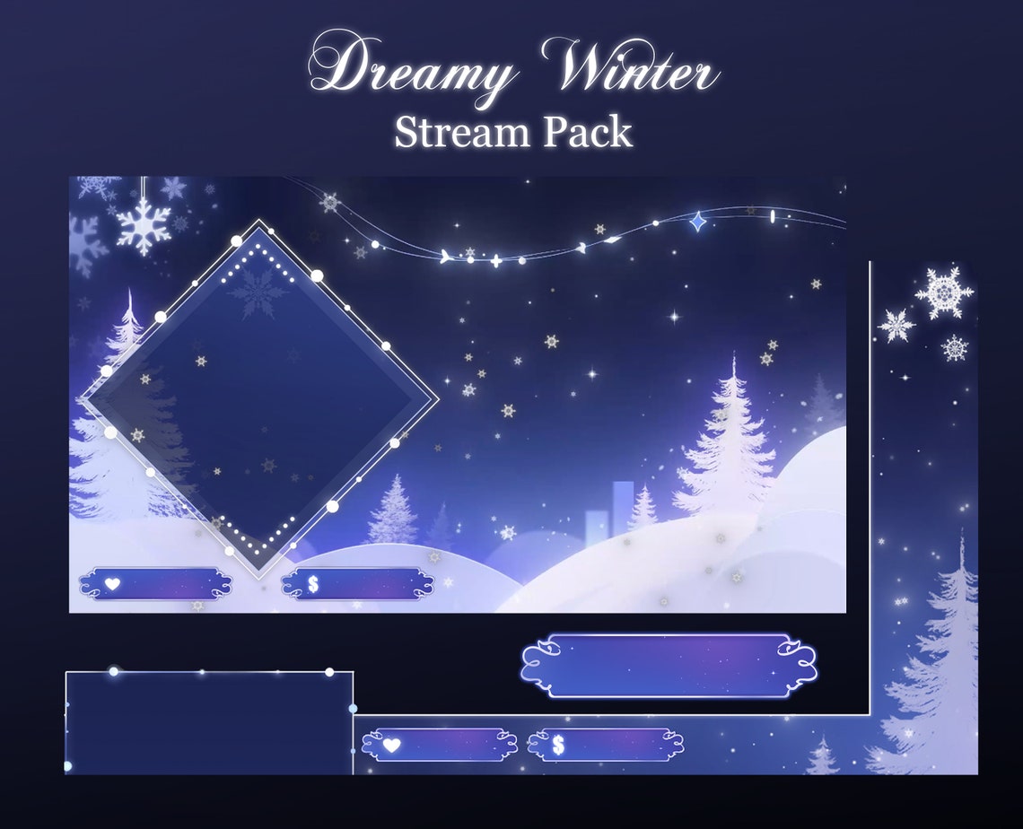Dreamy Winter Animated Stream Overlay Package for Twitch /transition ...