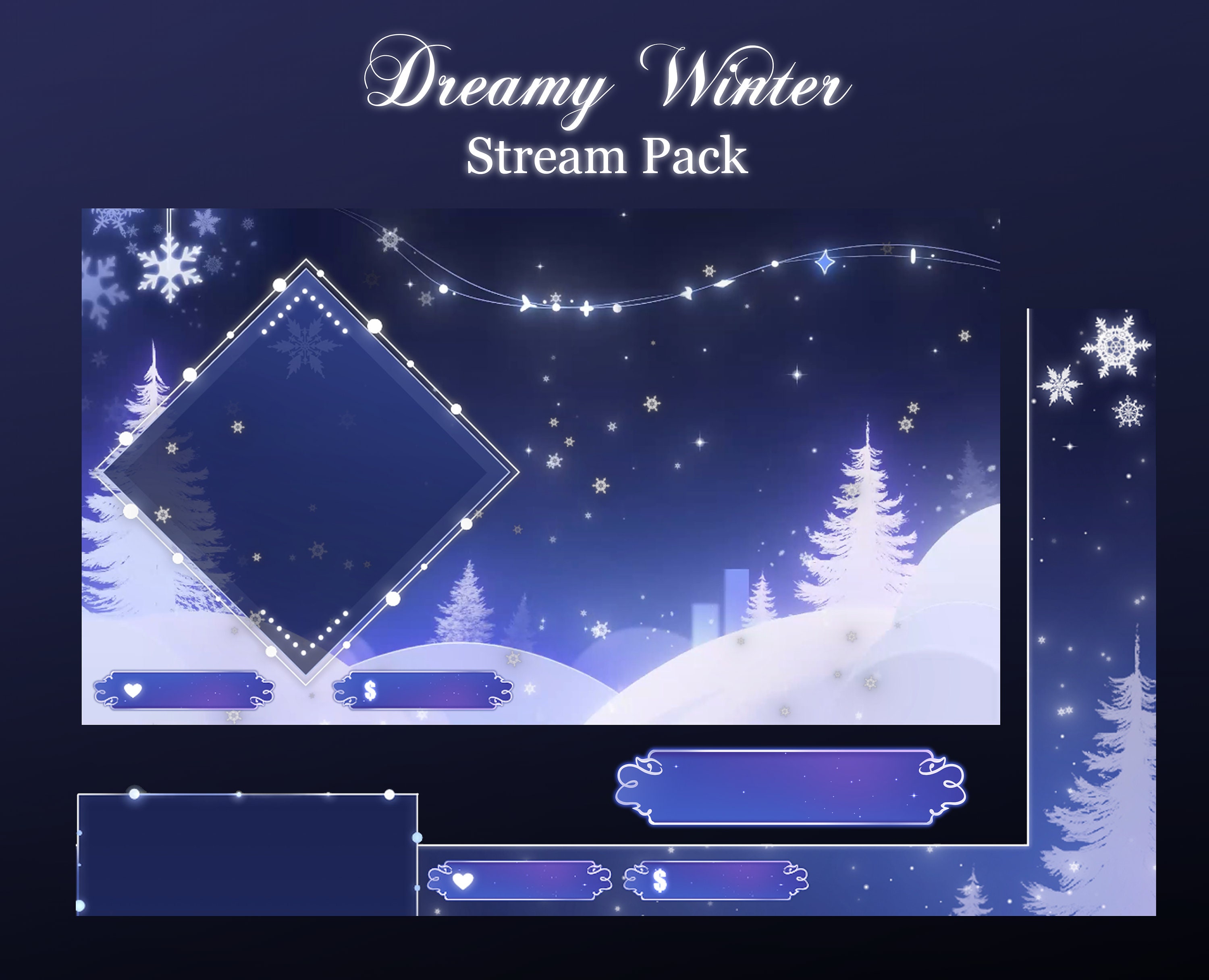 Dreamy Winter Animated Stream Overlay Package for Twitch /transition ...