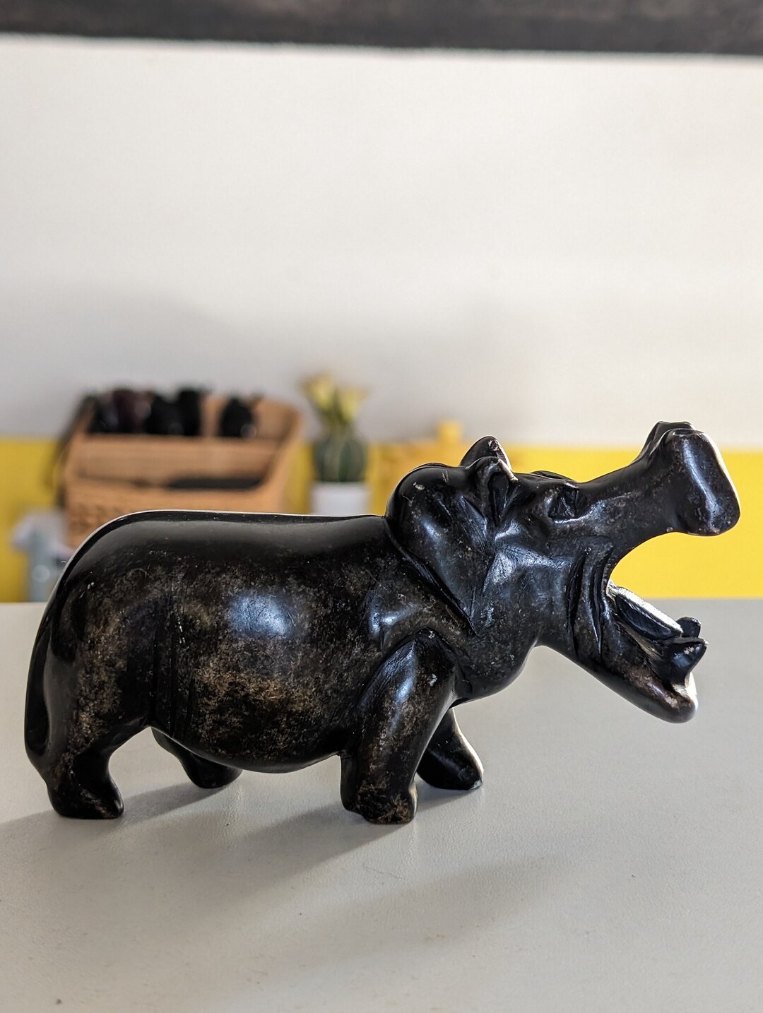 Hand Carved Stone Hippo Figurine - Etsy