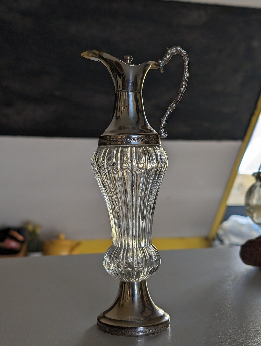Vintage Italian Wine Carafe With Metal Trim in Silver Color - Etsy