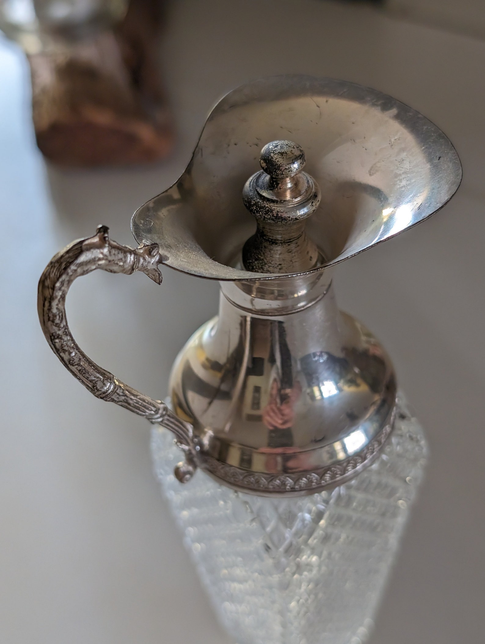 Vintage Italian Wine Carafe With Metal Trim in Silver Color - Etsy