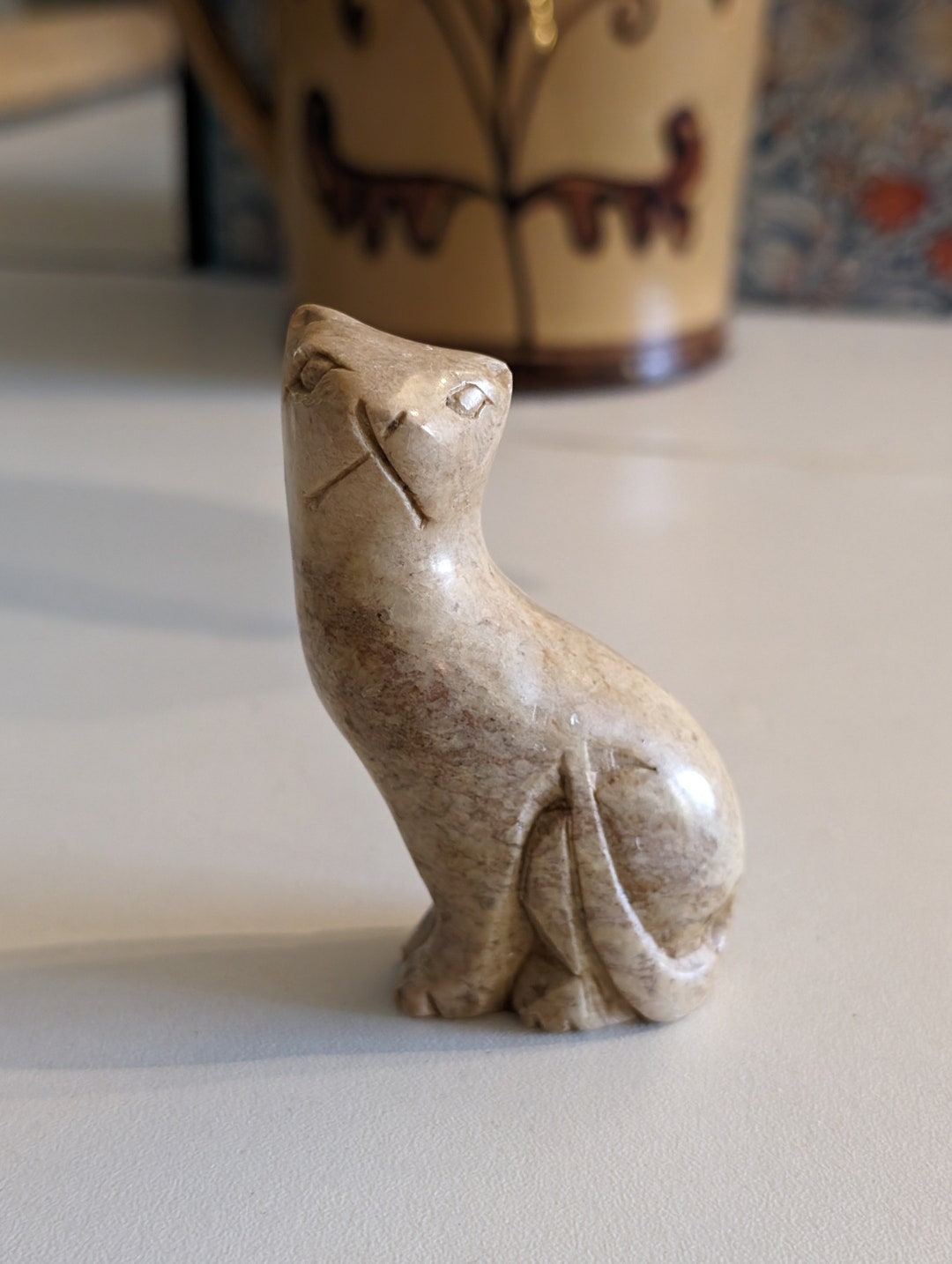 Hand Carved Marble Cat Figurine Vintage - Etsy
