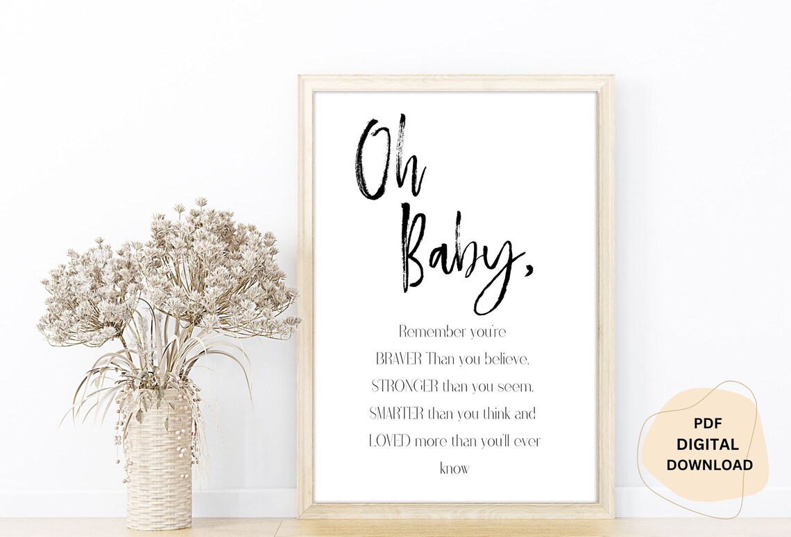 Oh Baby Children's Wall Art Print | Instant Downloadable PDF Files ...