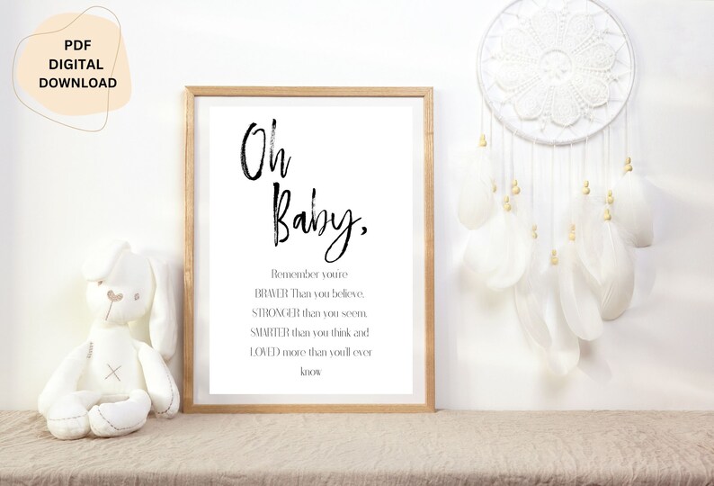 Oh Baby Children's Wall Art Print | Instant Downloadable PDF Files ...