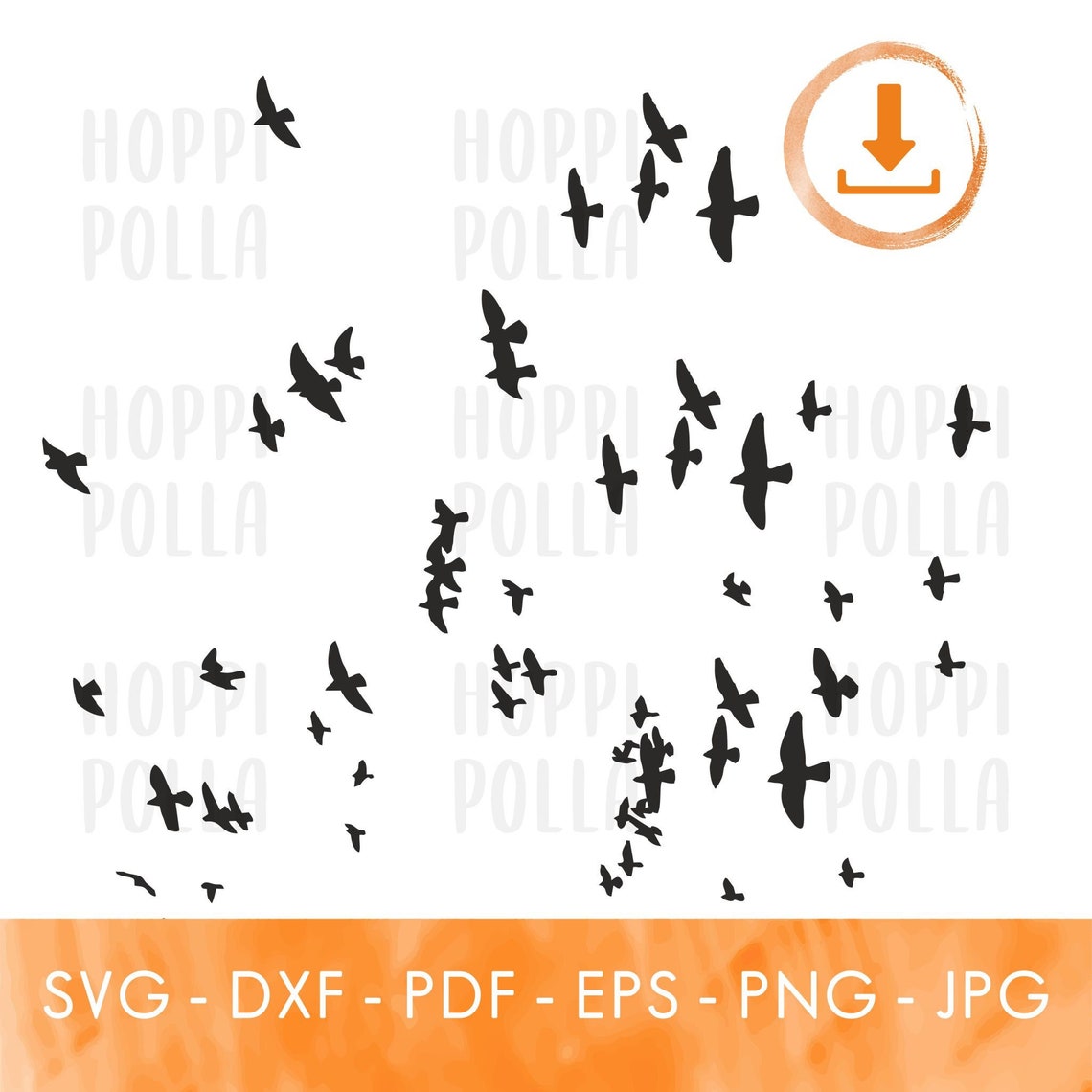 Flock of Birds SVG Vector, Sillhouette of Birds SVG, Flying Birds for ...