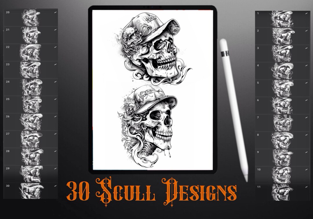 30 Scull Design Stamp Brush Set - Etsy