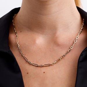 14k Solid Gold Paper Clip Chains, Paper Clip Chains With Small Paper ...