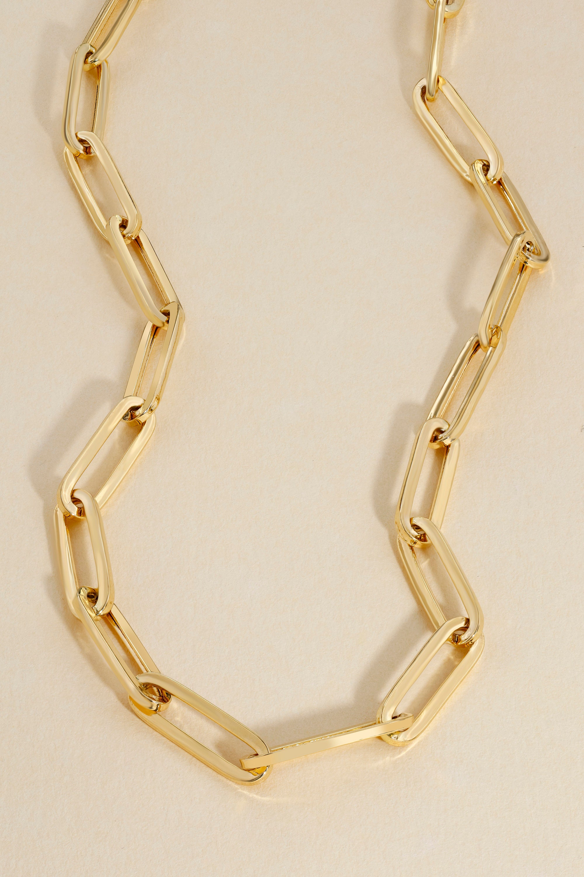 14k Solid Gold Paperclip Chain Necklace, Paperclip Necklace, Gold Chain ...