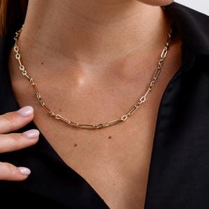 14k Solid Gold Paper Clip Chains, Paper Clip Chains With Small Paper ...