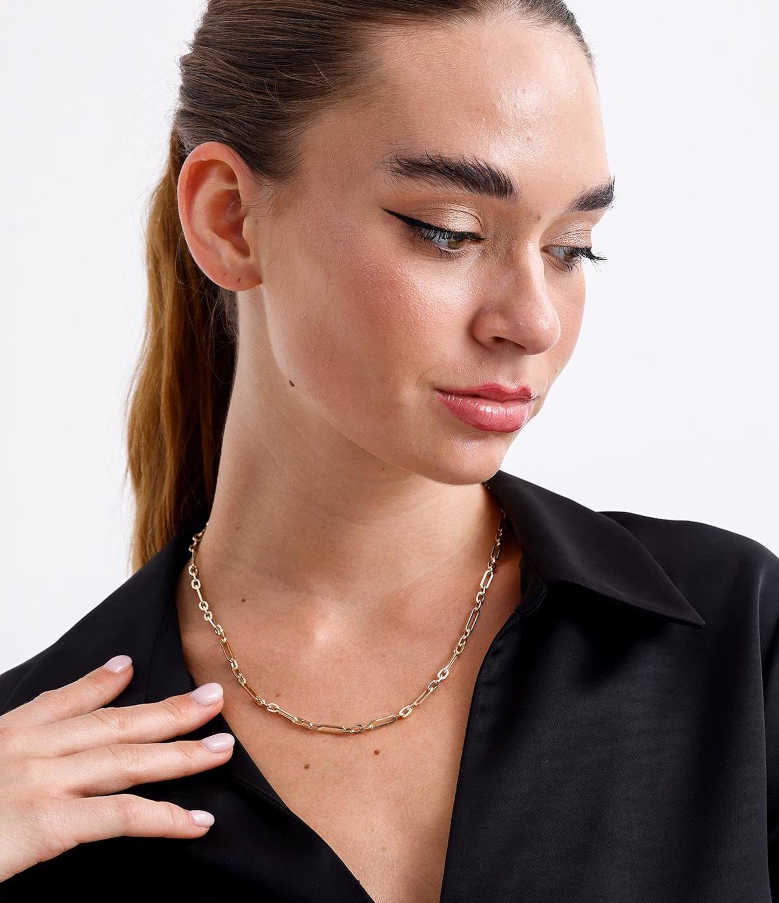 14k Solid Gold Paper Clip Chains, Paper Clip Chains With Small Paper ...