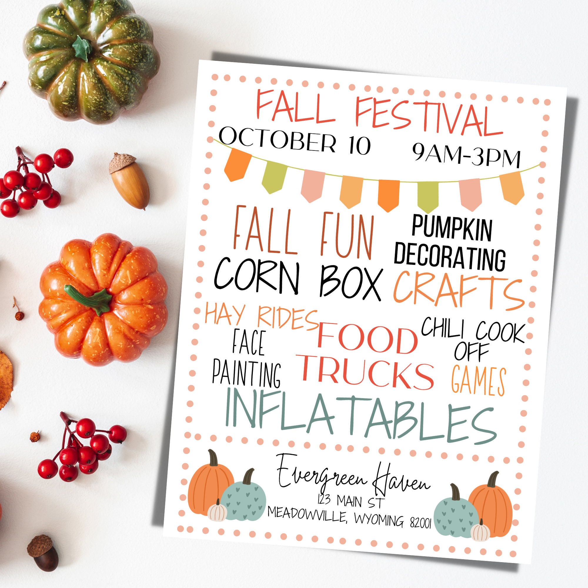 Editable Fall Festival Flyer, Autumn Festival, Harvest Fall Festival ...