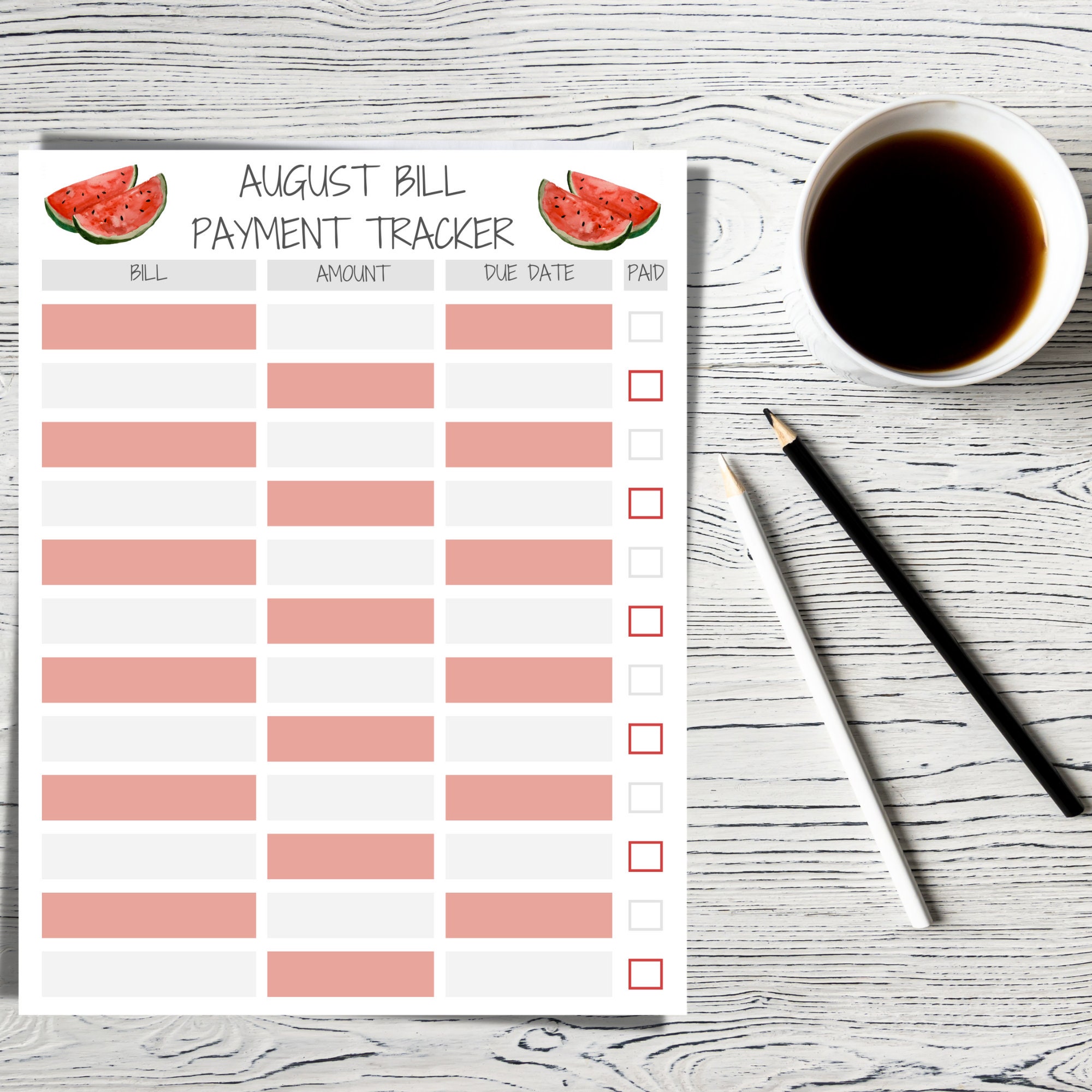Efficient Bill Tracking Made Easy: Printable Bill Tracker Template for ...