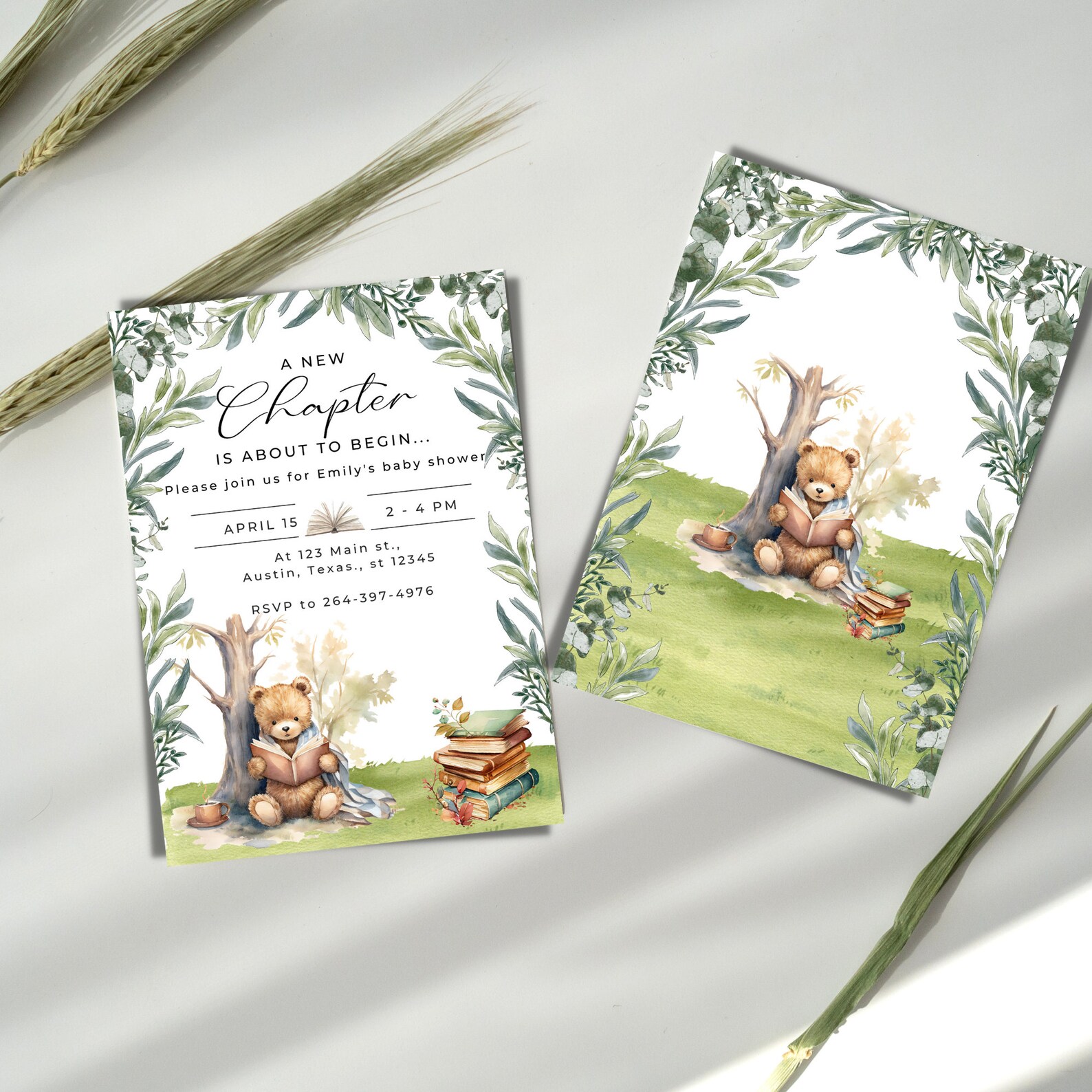 Baby Shower Bear Invitation, Book Theme Baby Shower, Bear Story Book ...