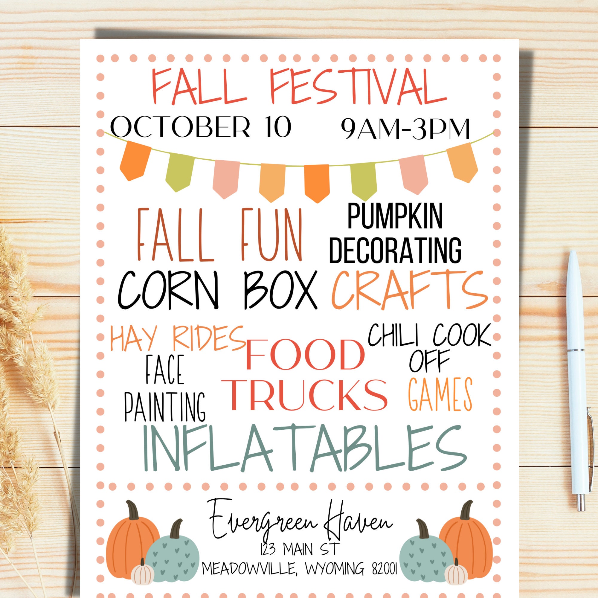 Editable Fall Festival Flyer, Autumn Festival, Harvest Fall Festival ...