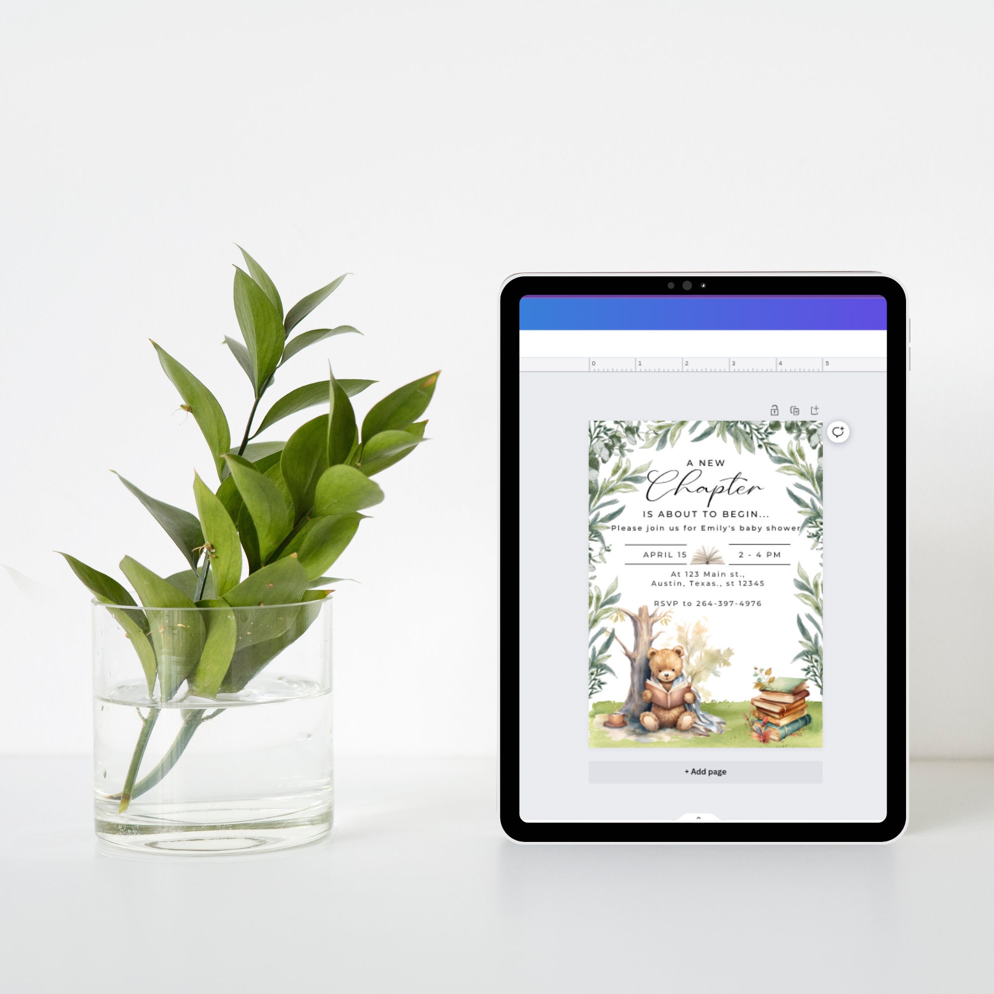 Baby Shower Bear Invitation, Book Theme Baby Shower, Bear Story Book ...