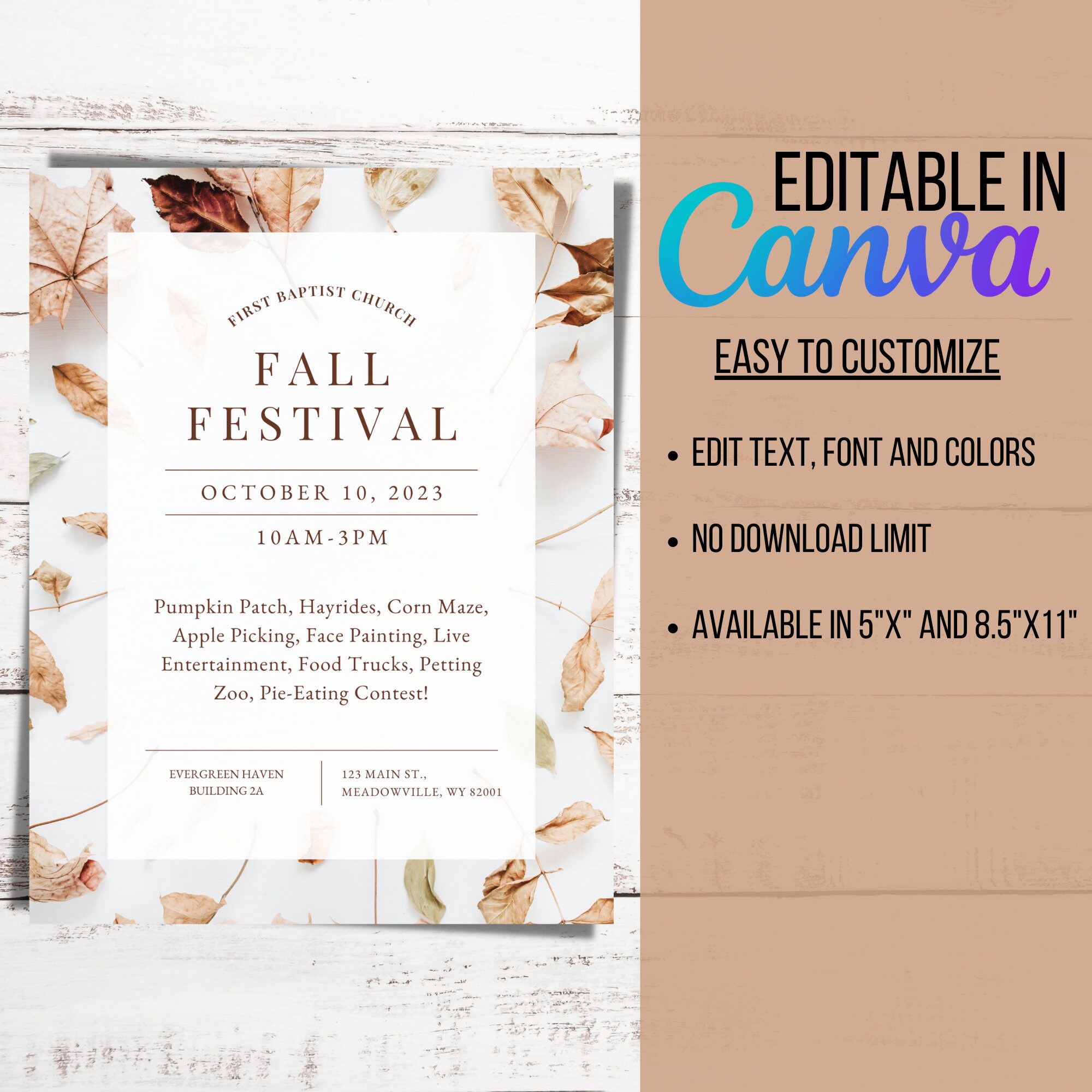 Editable Fall Festival Flyer, Autumn Festival, Harvest Fall Festival ...