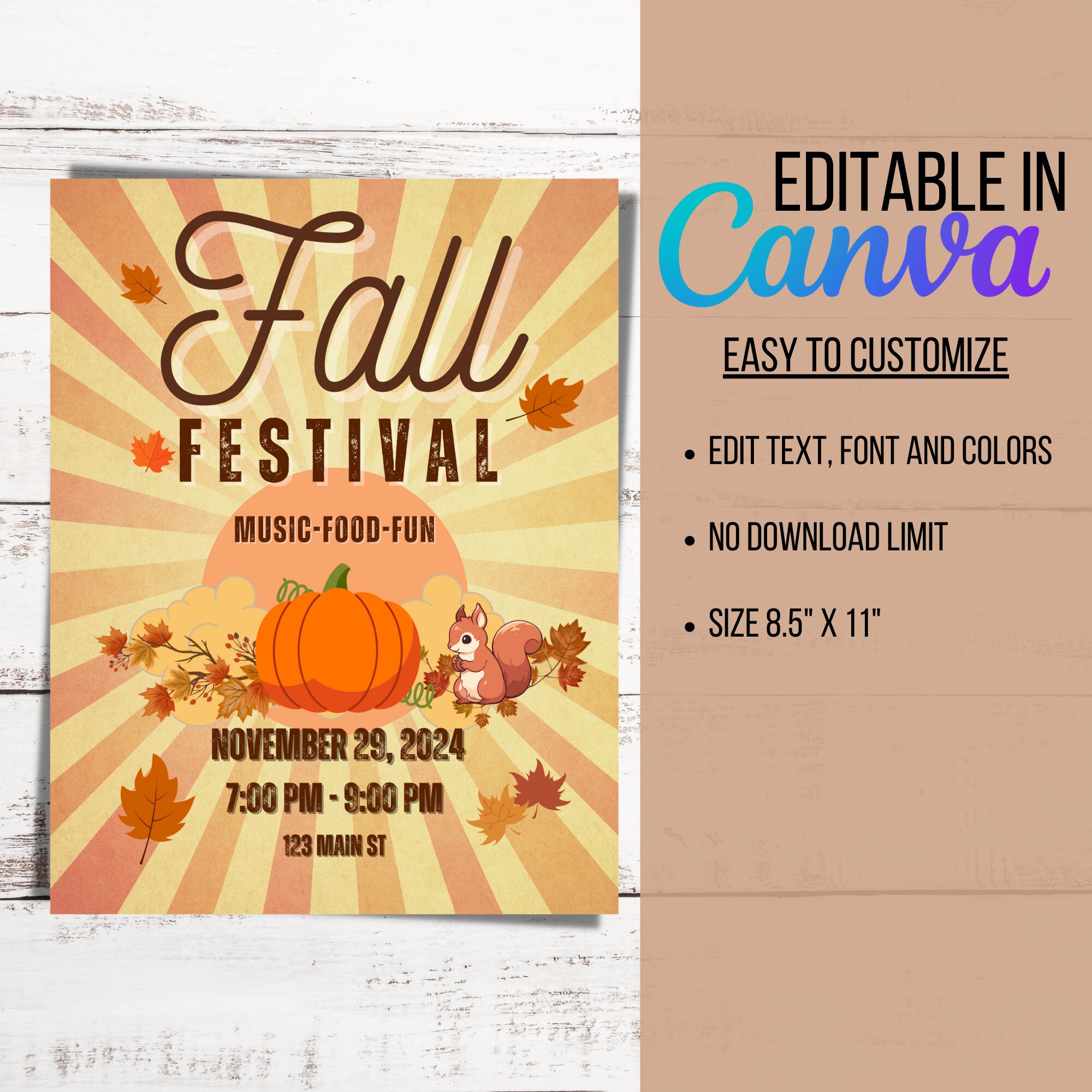 Editable Fall Festival Flyer, Autumn Festival, Harvest Fall Festival ...