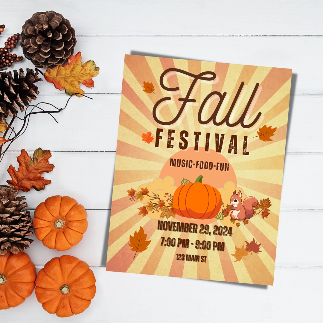 Editable Fall Festival Flyer, Autumn Festival, Harvest Fall Festival ...