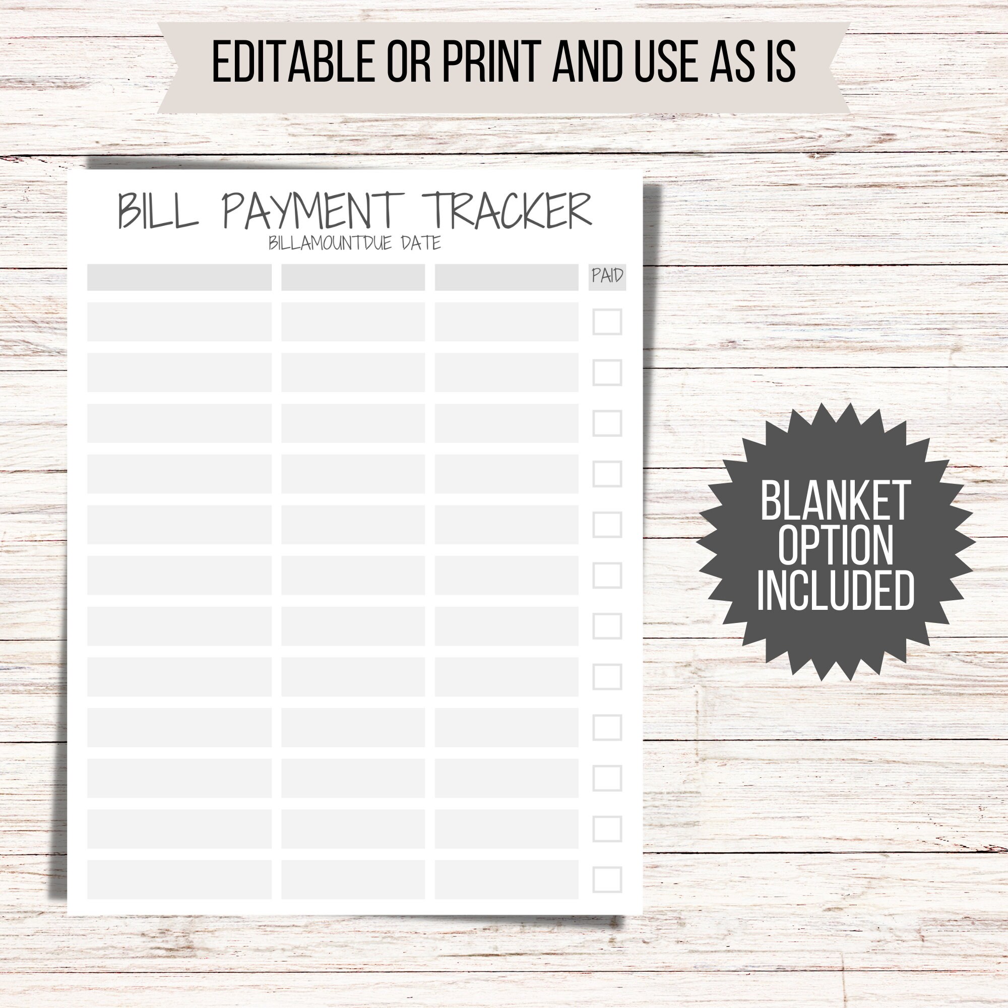 Efficient Bill Tracking Made Easy: Printable Bill Tracker Template for ...