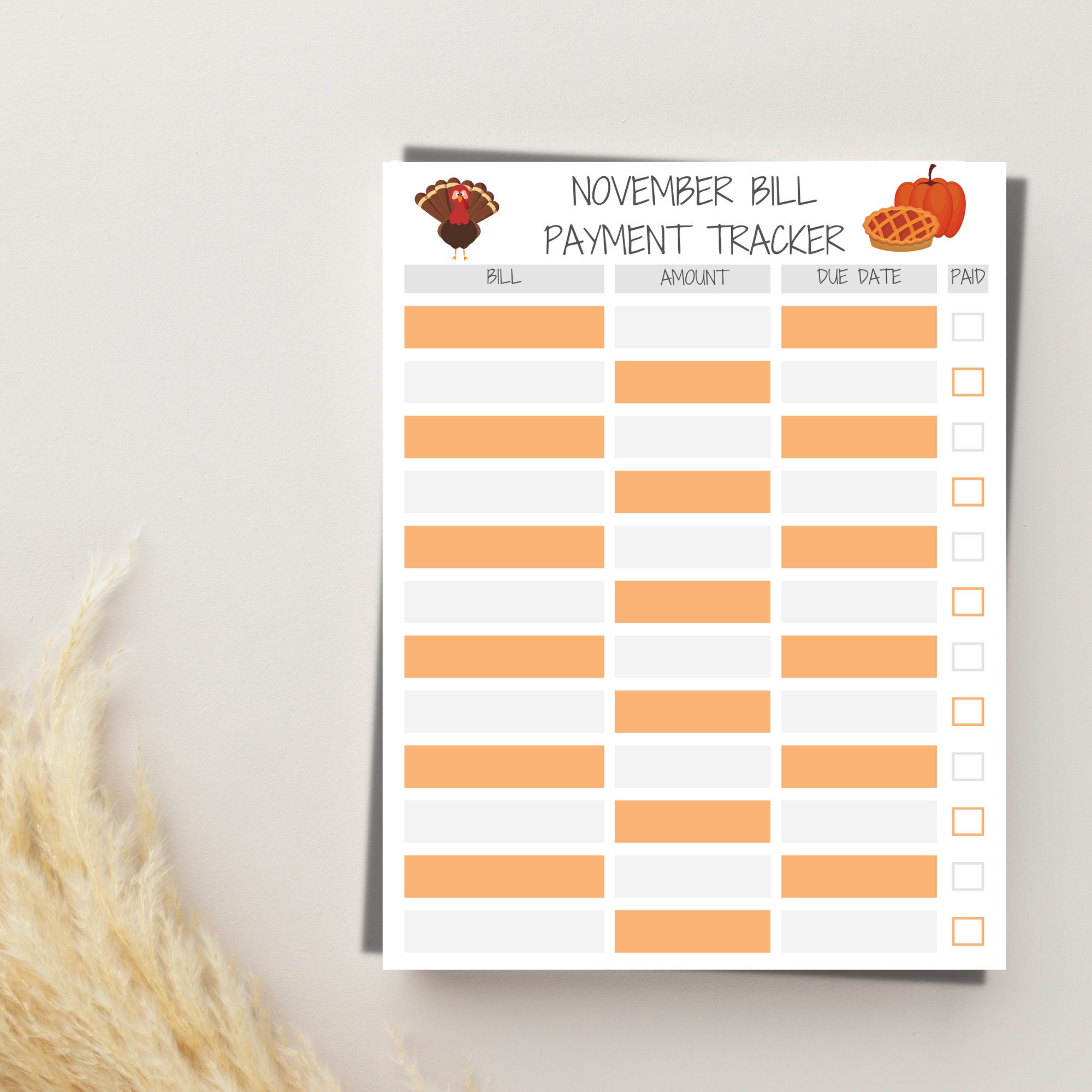 Efficient Bill Tracking Made Easy: Printable Bill Tracker Template for ...