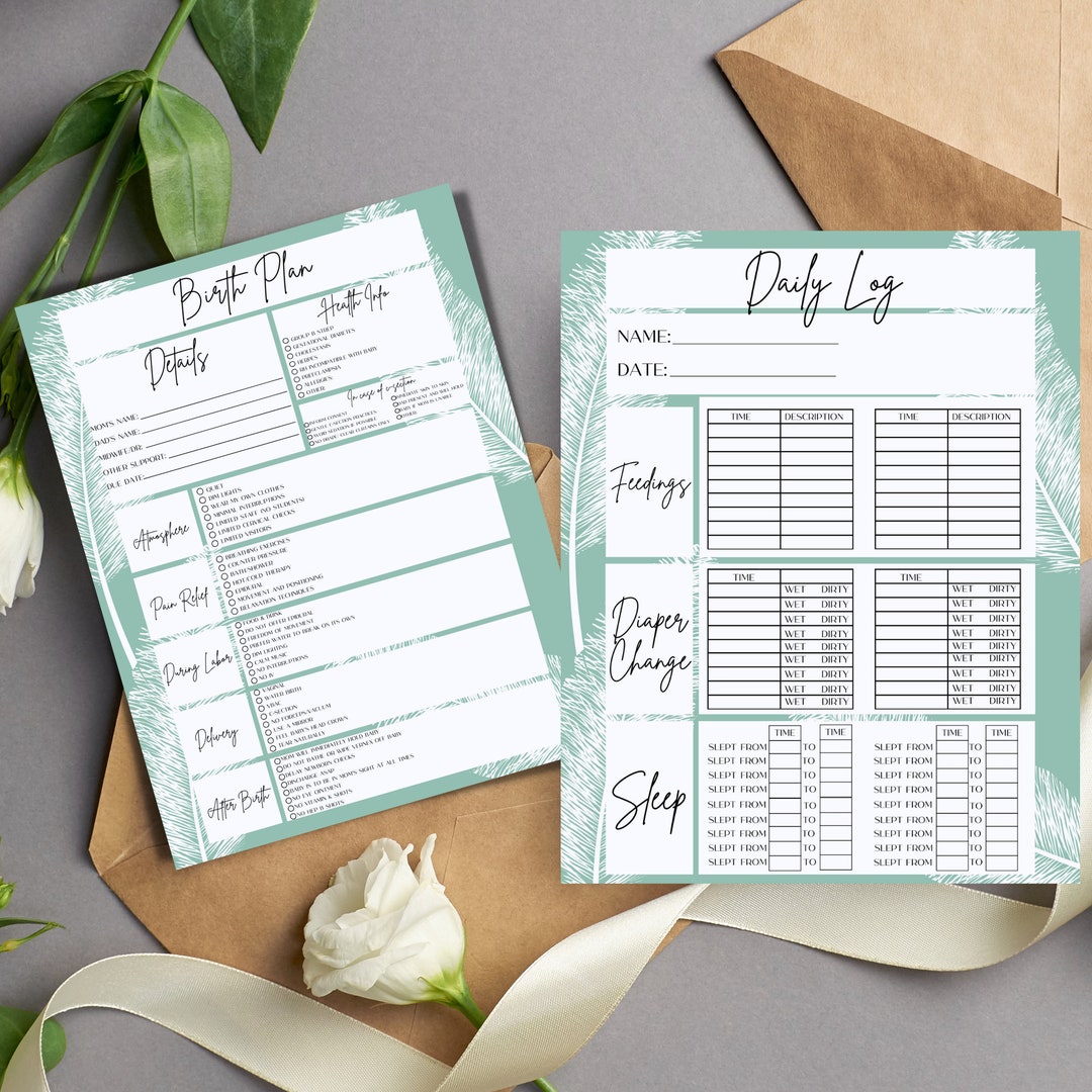 Birth Plan Template, Visual Birth Plan for First Time Mom, Birth Chart ...