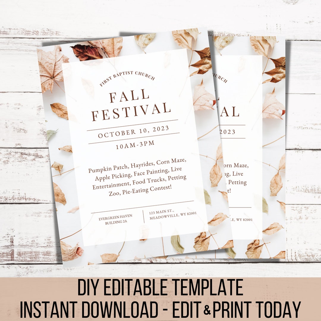 Editable Fall Festival Flyer, Autumn Festival, Harvest Fall Festival ...