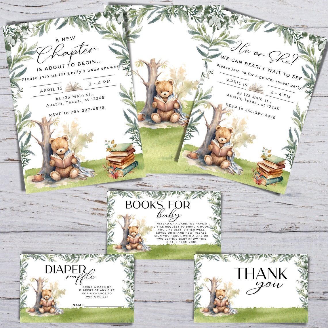 Baby Shower Bear Invitation, Book Theme Baby Shower, Bear Story Book ...