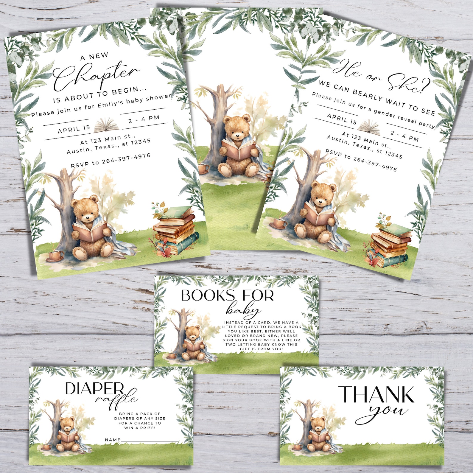 Baby Shower Bear Invitation, Book Theme Baby Shower, Bear Story Book ...