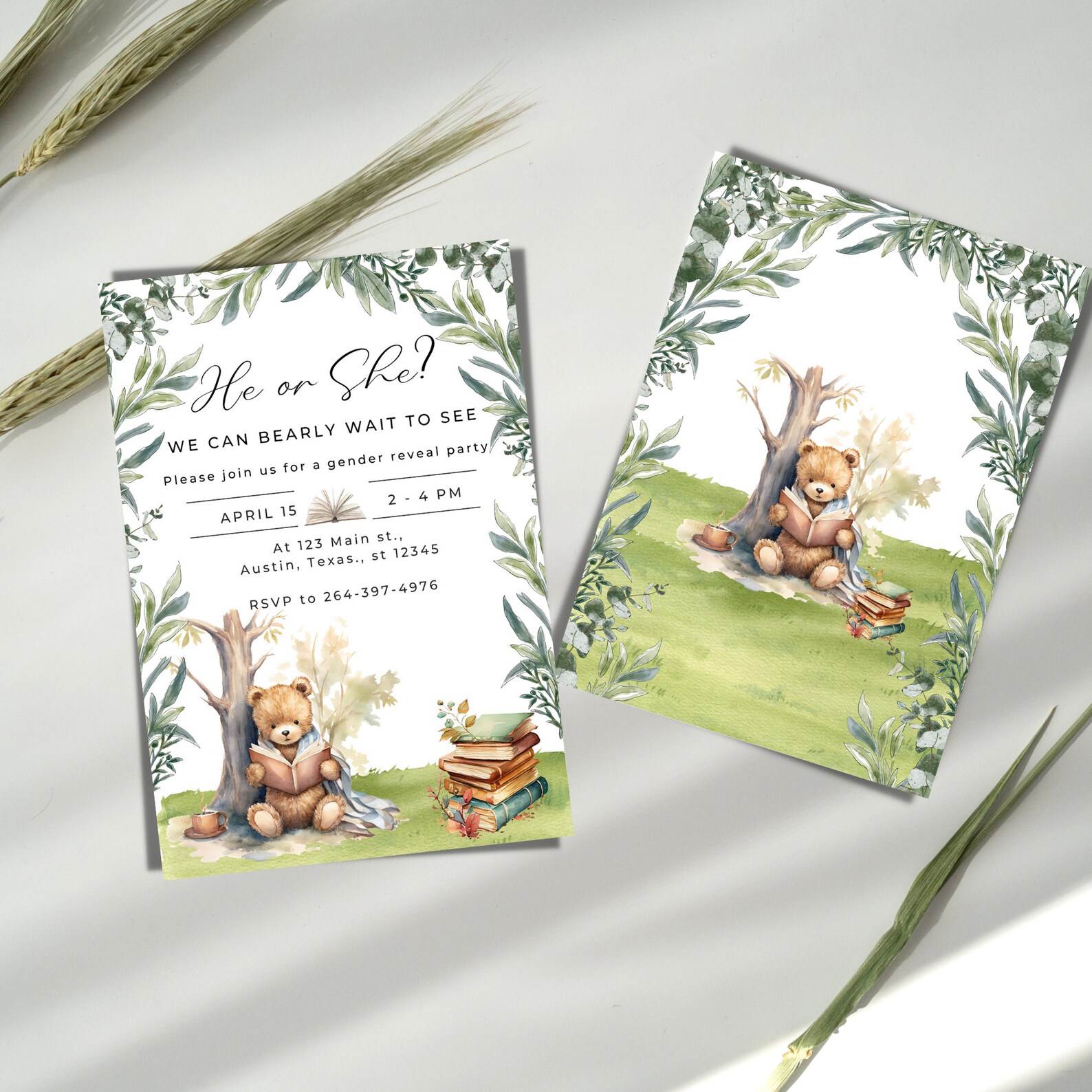 Baby Shower Bear Invitation, Book Theme Baby Shower, Bear Story Book ...