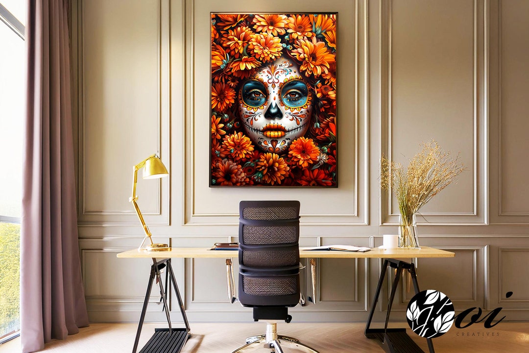Floral Skull Art | Day of the Dead Wall Decor | Print Calavera Woman ...